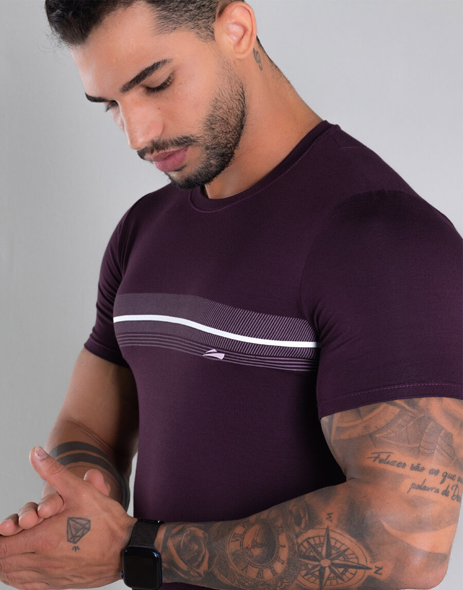 Camiseta Masculina Gola O Listra Tecido Respirável – Cor Roxo – Roupa ...
