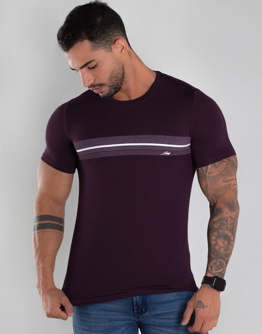 Camiseta Masculina Gola O Listra Tecido Respirável – Cor Roxo – Roupa ...