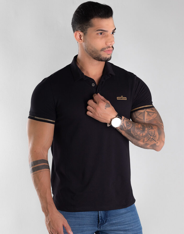 Gola Polo Masculina Estilo e Conforto Premium - Cor Preta – Davy Jones