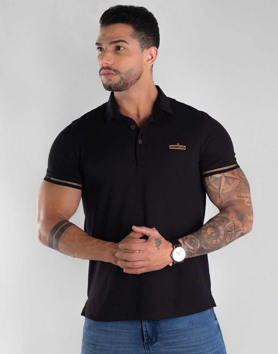 Gola Polo Masculina Estilo e Conforto Premium - Cor Preta – Davy Jones