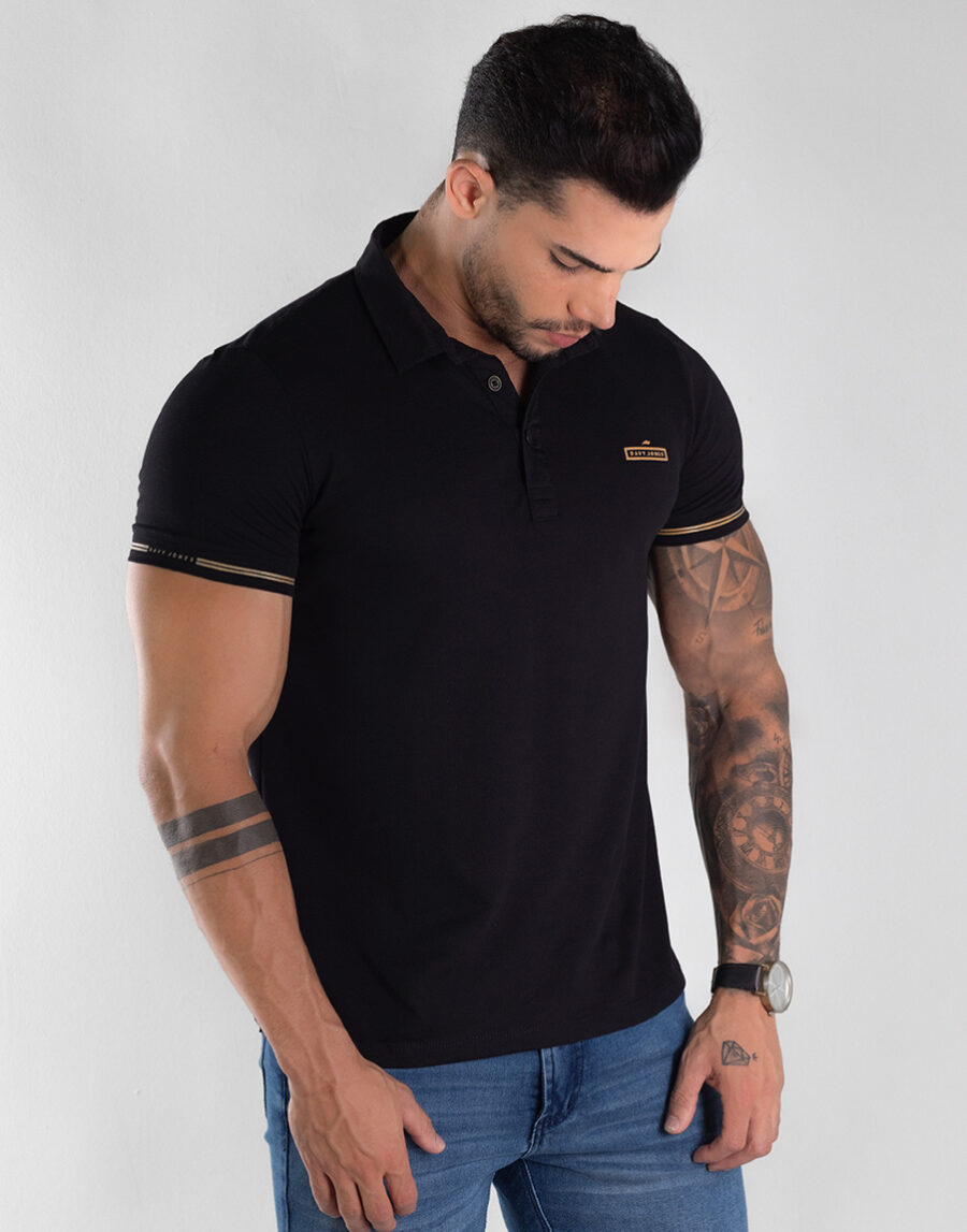 Gola Polo Masculina Estilo e Conforto Premium - Cor Preta – Davy Jones