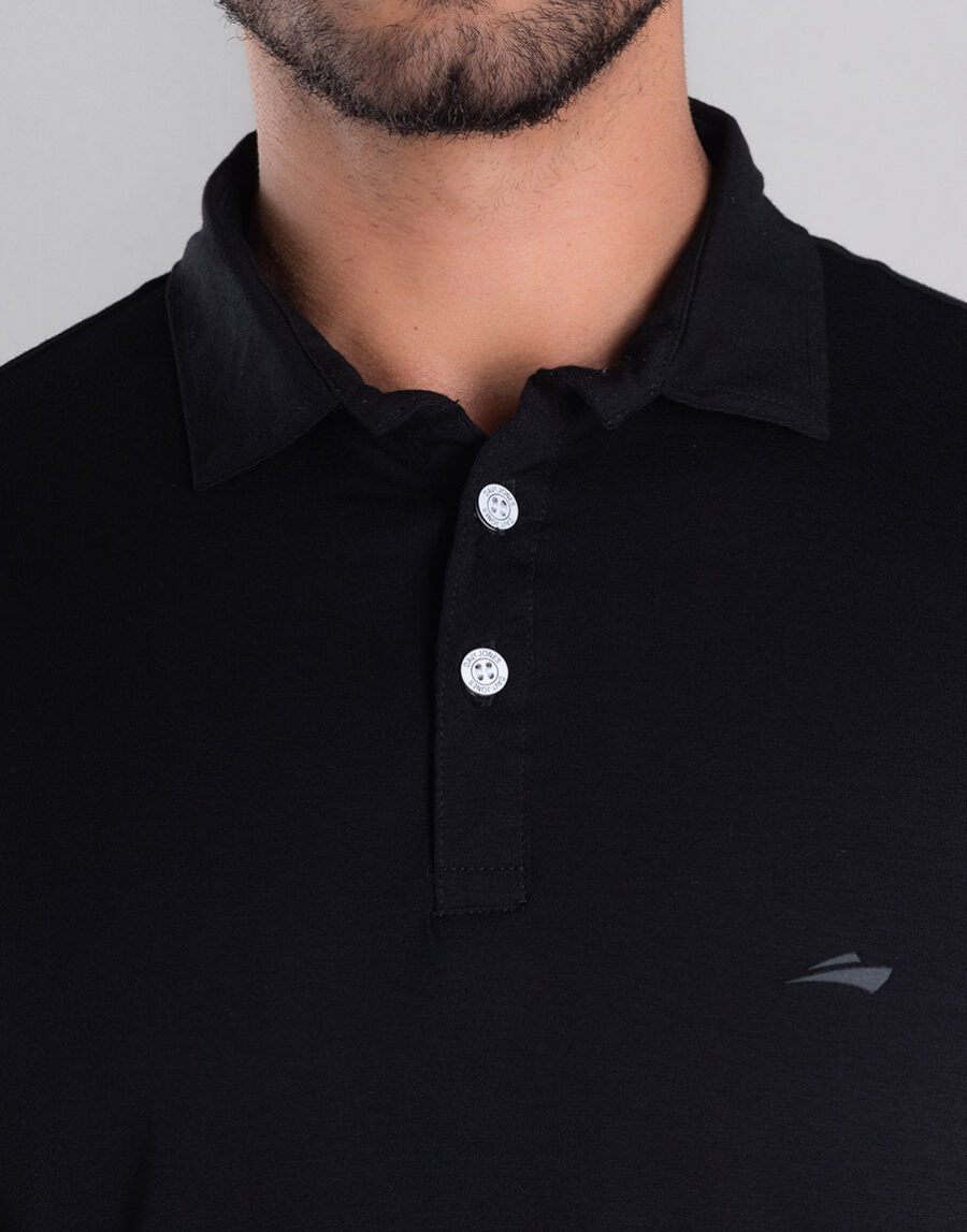 Camiseta Polo Masculina Slim Fit Com Elastano Anti-Odor – Cor Preto ...