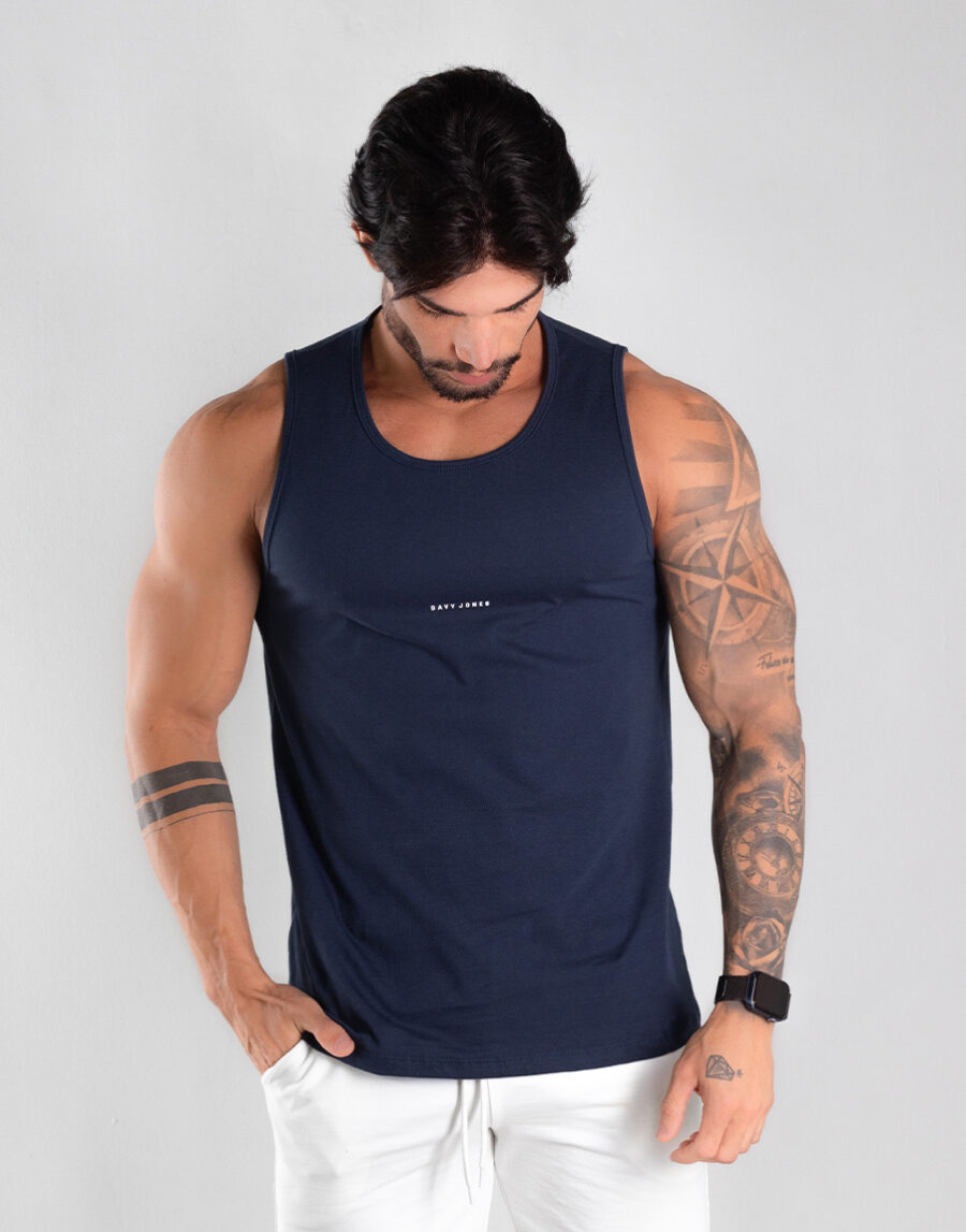 Regata Masculina Algodão Leve e Confortável – Cor Azul – Davy Jones